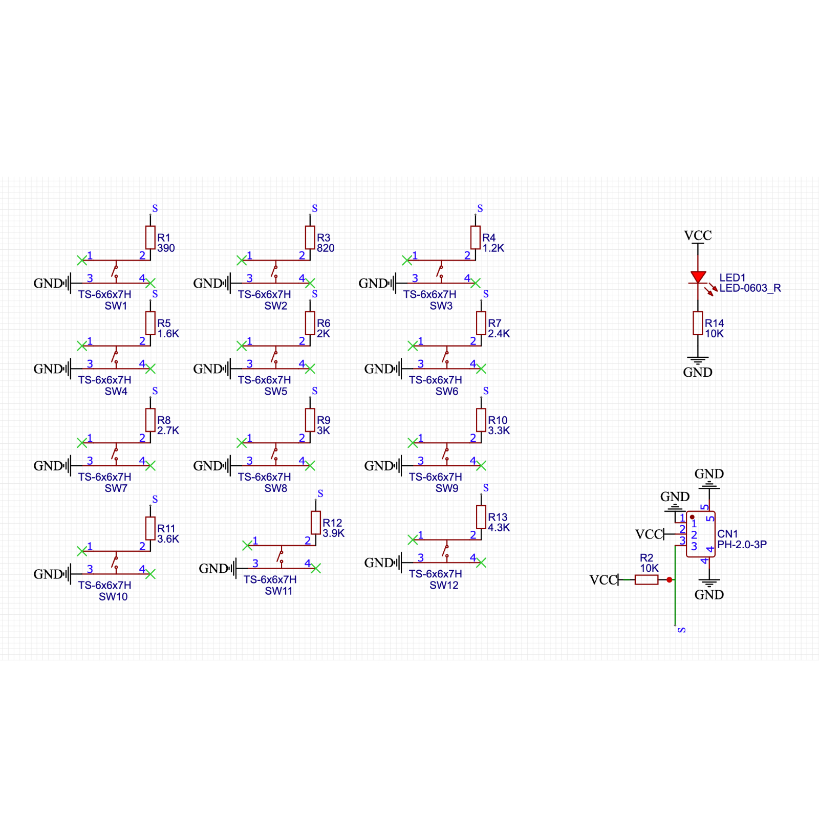 HS-KEY12A-L 12键矩阵键盘