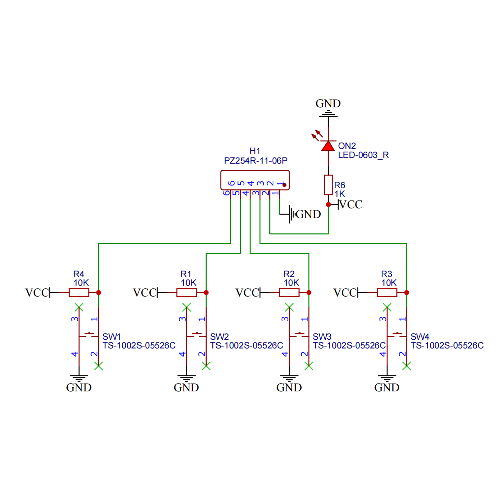 HS-KEY4L 4P按键模块